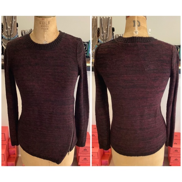 Aqua | Sweaters | Crew Neck Asymmetrical Zip Sweater | Poshmark